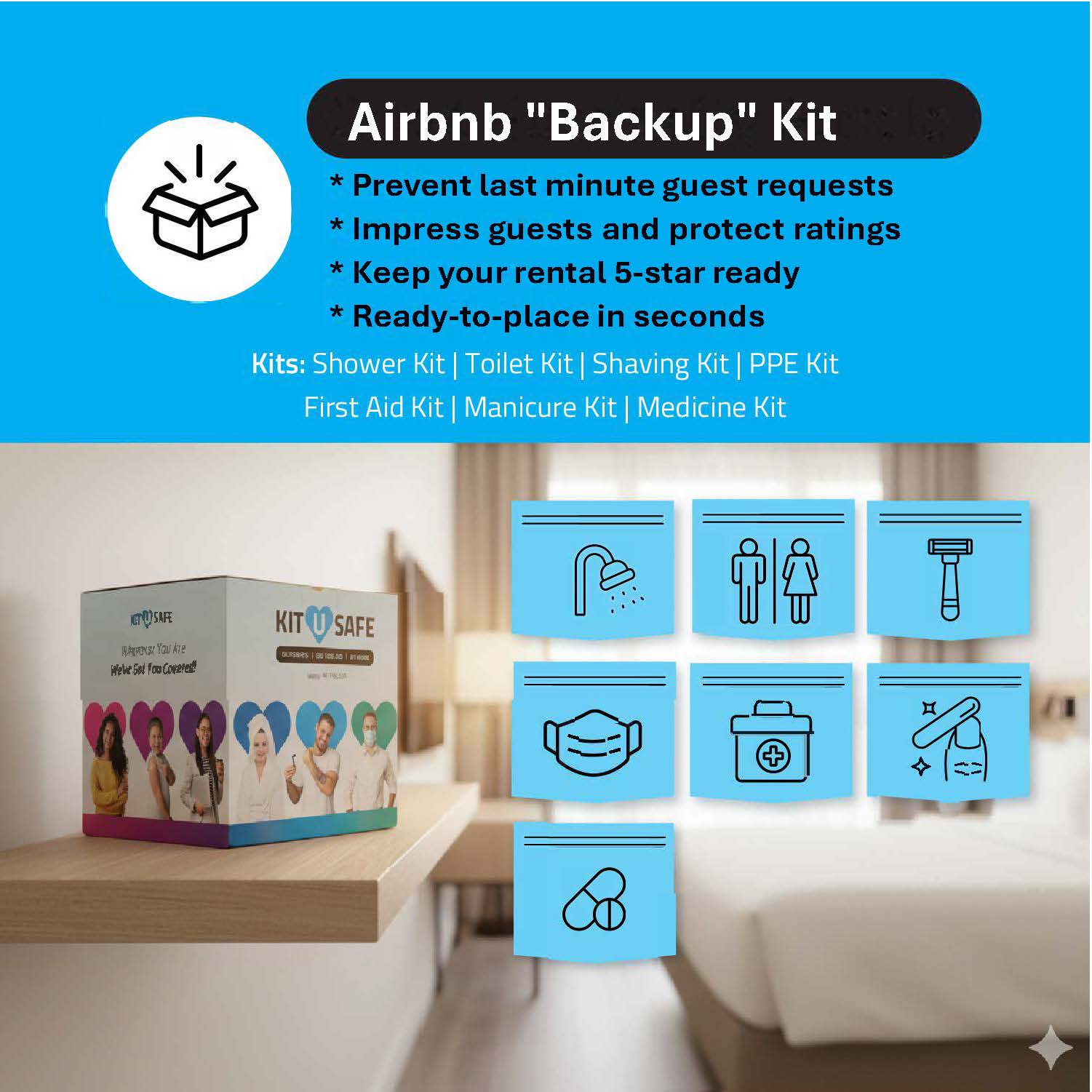 Airbnb & Short-Term Rental Guest Essentials Kit | Kit U Safe